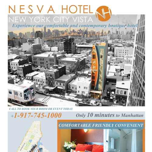 Create a flyer illustration for a modern Boutique Hotel in NYC ...