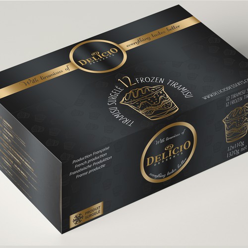 Créer un packaging de la marque de dessert tiramisu DELICIO / Create a ...