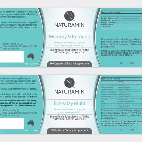 Design Two Vitamin Supplement Labels | Product label contest