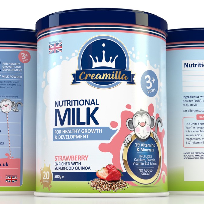 Strawberry milk powder packaging design | Product packaging contest