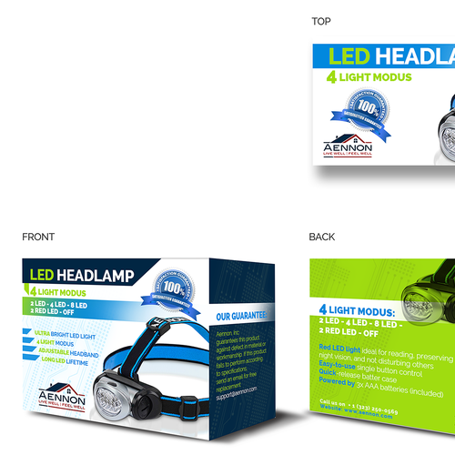 Create A **LED Headlamp Flashlight** Packaging Design To Be Seen All ...