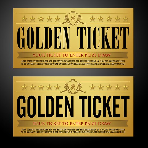 Create a 'Golden Ticket' Entry Form for a Prize Giveaway; to be used in ...