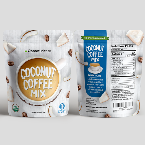 Designs | Design organic coconut coffee mix packaging | Product ...
