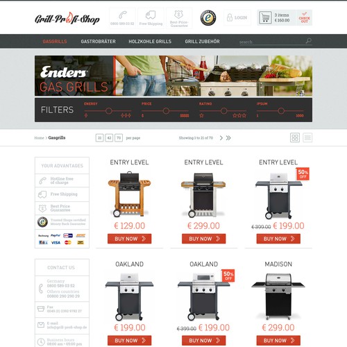 Designs | Online-Shop Design: New design for grill-profi-shop.de | Web ...