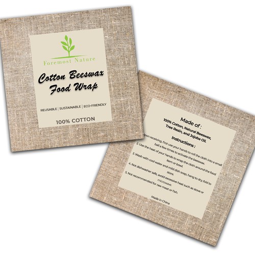 Packaging Design for Reusable Cotton Beeswax Food Wrap | Product ...