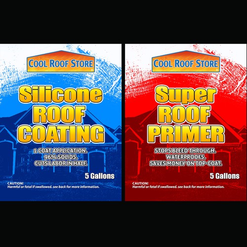 Create a pair of labels for a superior roof coating system. | Product ...