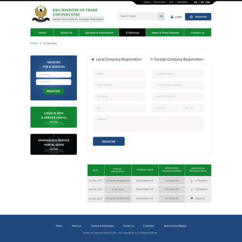 Design a Business Registration Website for Kurdistan Iraq | Web page ...
