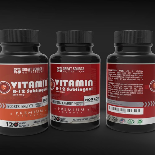 Have fun designing a unique and modern Vitamin B-12 Supplement label ...