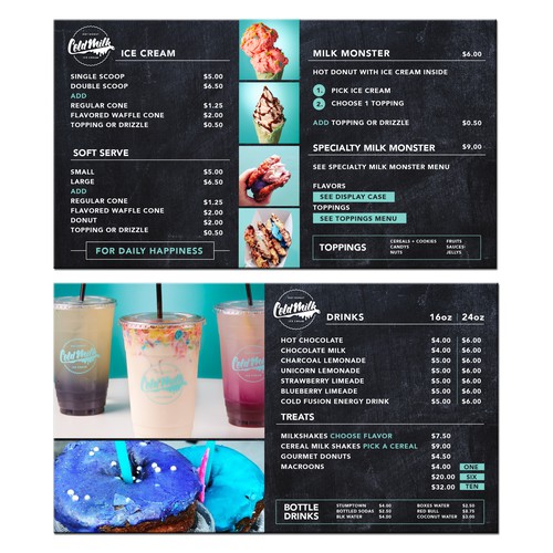Designs | ColdMilk and Treats Menu Redesign and Branding | Menu contest