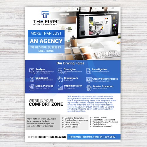 Ad Agency One-sheet/Fact-Sheet | Postcard, flyer or print contest