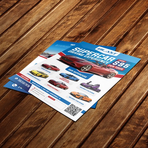 Designs | Flyers for Blast -Supercar Driving Experience | Postcard ...