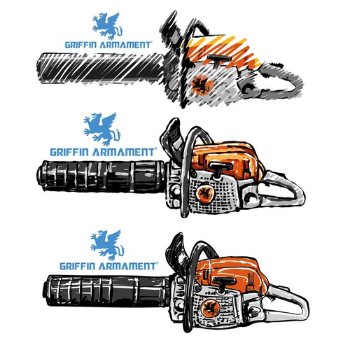 Designs | Chainsaw and Firearm Suppressor Sticker Design | Sticker contest