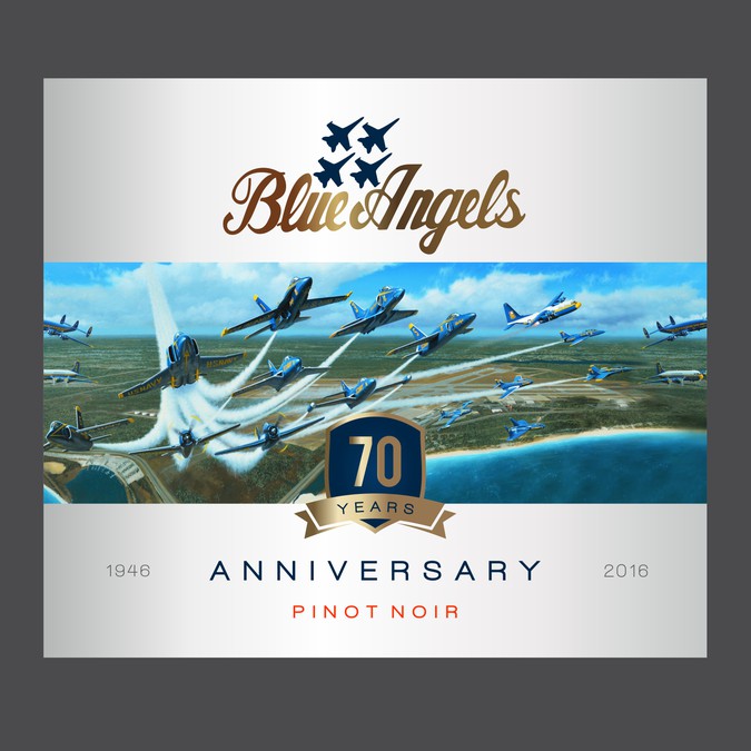 Create a wine label to celebrate the Blue Angels' 70th anniversary ...