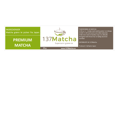 Create a simple but modern product label for 137Matcha | Product label ...
