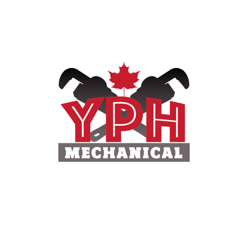 create a modern clean looking logo with pipe wrenches and maple leaf ...
