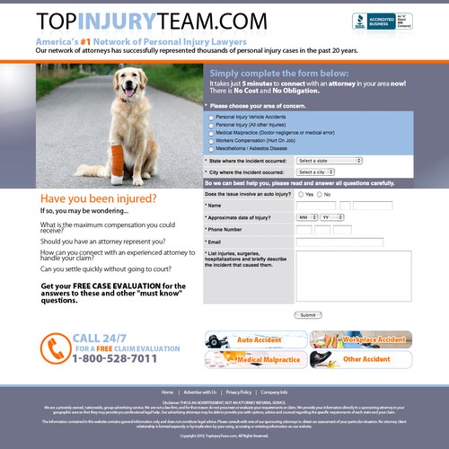 Designs | Personal Injury Landing Page | Web page design contest