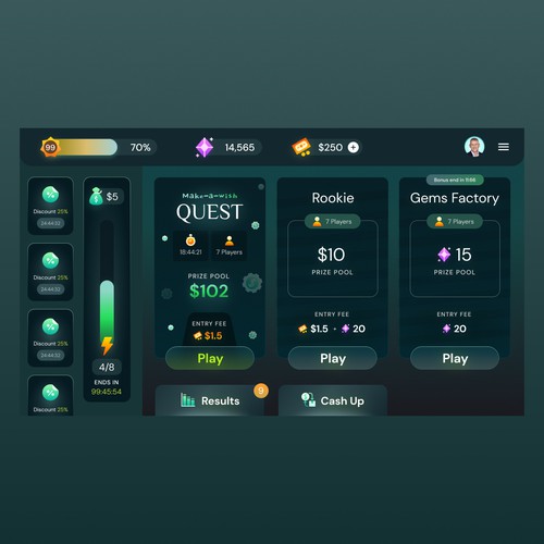 Designs | Dominoes Cash main screen styles | App design contest