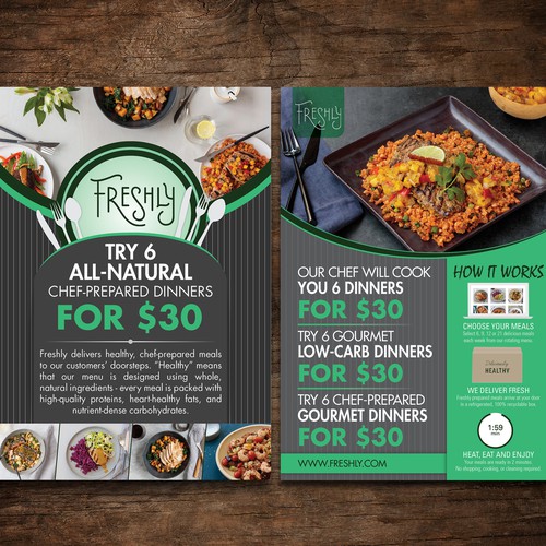 Create a clear and captivating promotional insert for Freshly, a ...