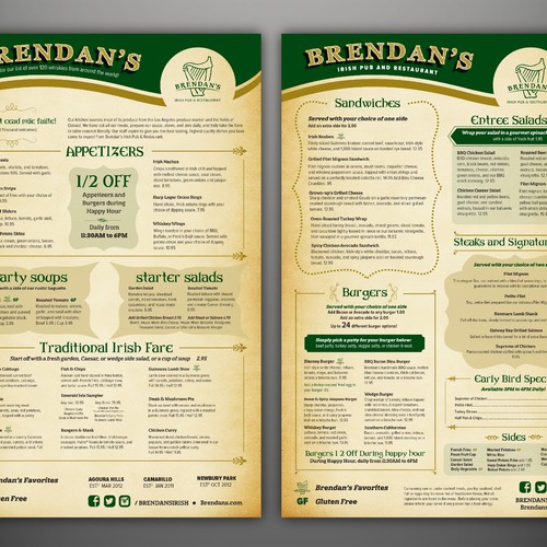 Redesign of an Irish Pub Menu . | Menu contest
