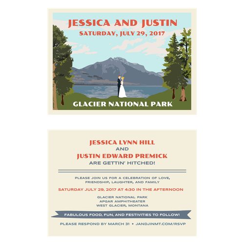 Fun Vintage National Parks Wedding Invitation & Reception Card | Card ...
