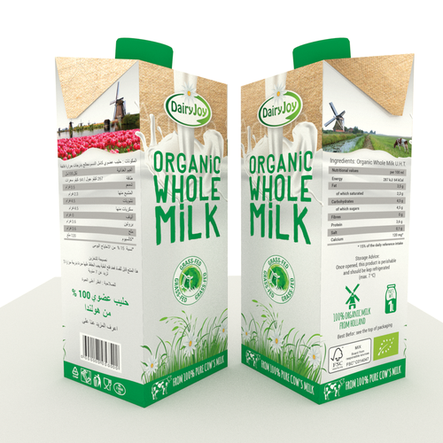 Creative Organic Milk Package with English & Arabic | Product packaging ...