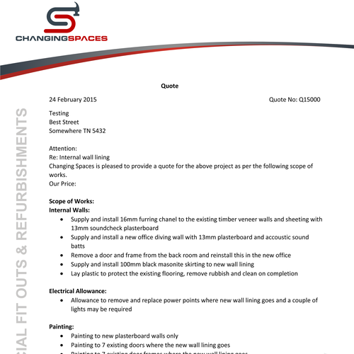 Commercial fit out and refurbishment company looking for a quote ...