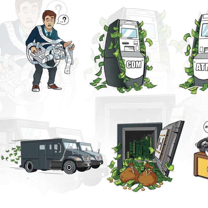 Chaotic Cartoon Scene of Bank Branch | Illustration or graphics contest