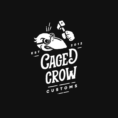 Vintage Logo Design for "Caged Crow Customs" | Logo design contest