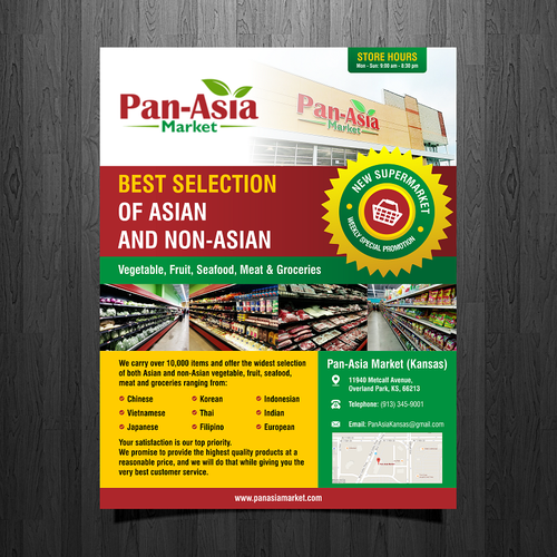 Advertisement poster for a Asian Supermarket store "Emphasis healthy ...