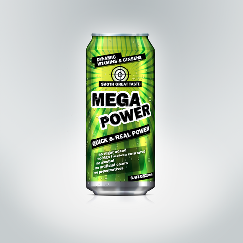 Packaging design for Mega Power Energy Drink cans! | Print or packaging ...
