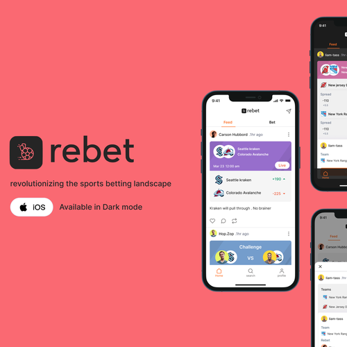 Designs | rebet: a social media betting platform | App design contest