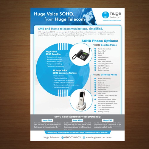 Single page A4 brochure for telecom company | Brochure contest
