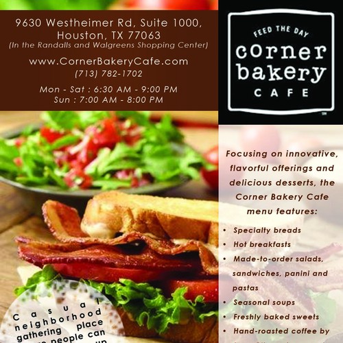 Create an ad for Corner Bakery Cafe | Postcard, flyer or print contest