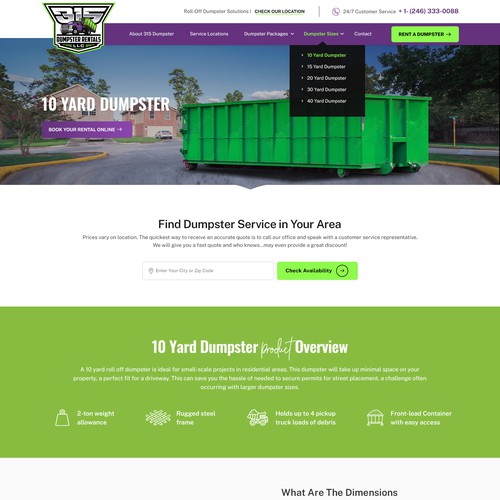 Designs | Dumpster Rentals | Web page design contest