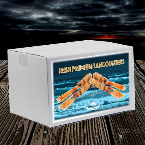 Create a packaging design for Irish Premium Langoustines (prawns). For ...