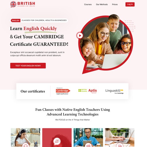 Designs | English Academy Website | Web page design contest