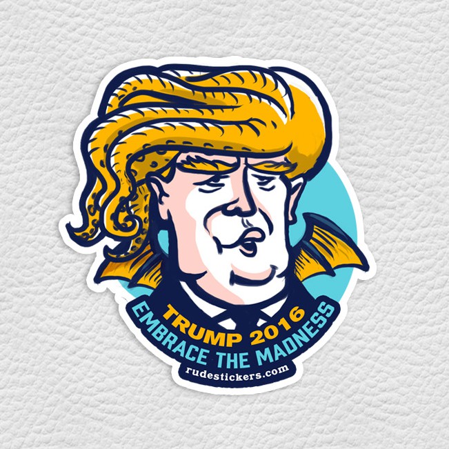 Create a humorous sticker design of Trump as Cthulhu for Rude Stickers ...