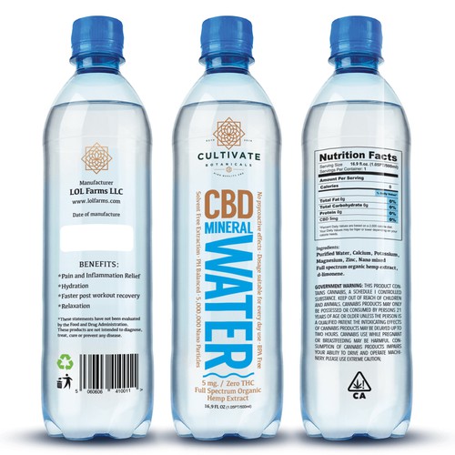CBD water labe for california cannabis start up | Product label contest