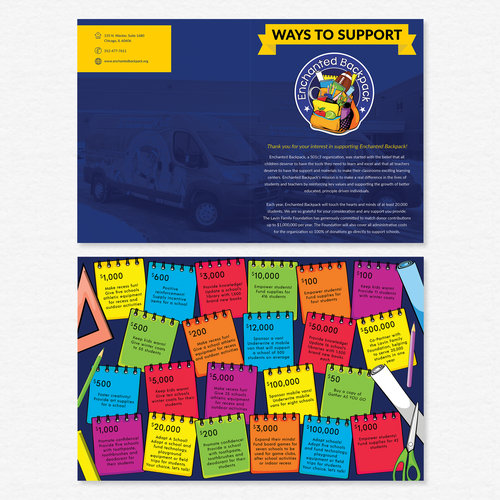 Fundraising Material for Charming Non-Profit, Enchanted Backpack ...