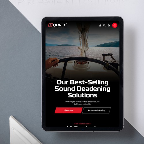 Designs | B-Quiet.com - Shopify Ecomm Store | Web page design contest