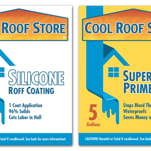 Create a pair of labels for a superior roof coating system. | Product ...
