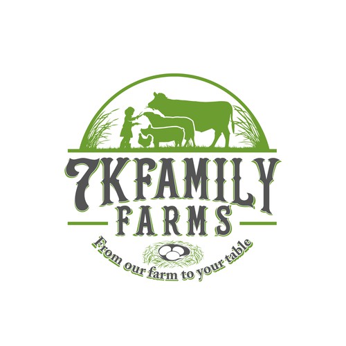 Create a vintage, farmer's market-friendly logo for 7K Family Farms ...