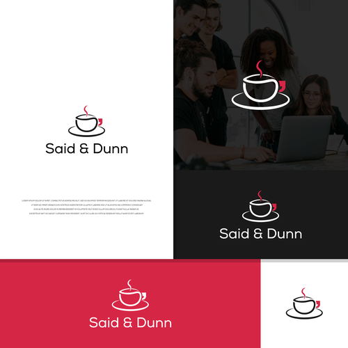 Design a premium, minimalist, coffee-themed logo with red accents ...
