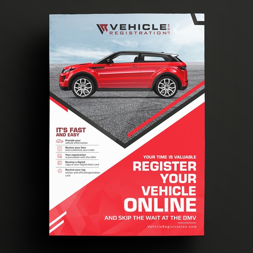 Designs | One-Page Flyer for VehicleRegistration.com | Postcard, flyer ...