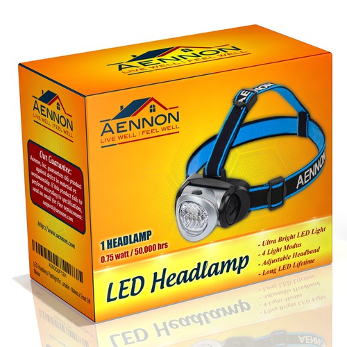 Create A **LED Headlamp Flashlight** Packaging Design To Be Seen All ...