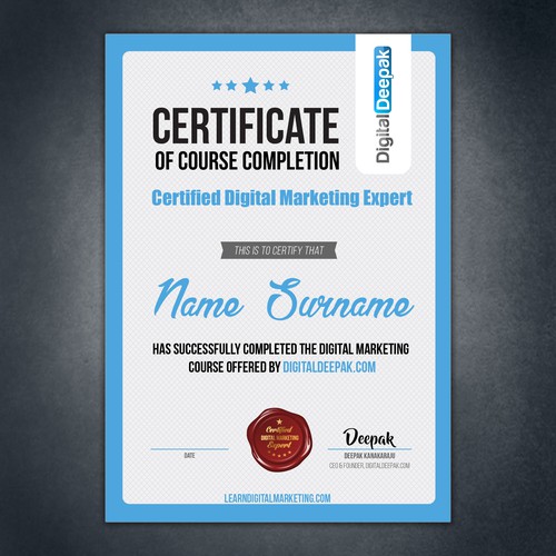 Create a Certificate Design for an Online Course | Other design contest