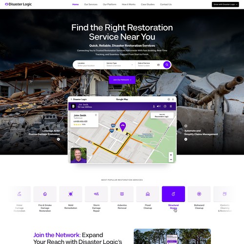 Designs | Disaster Logic a modern platform for the disaster restoration industry ! | Web page ...