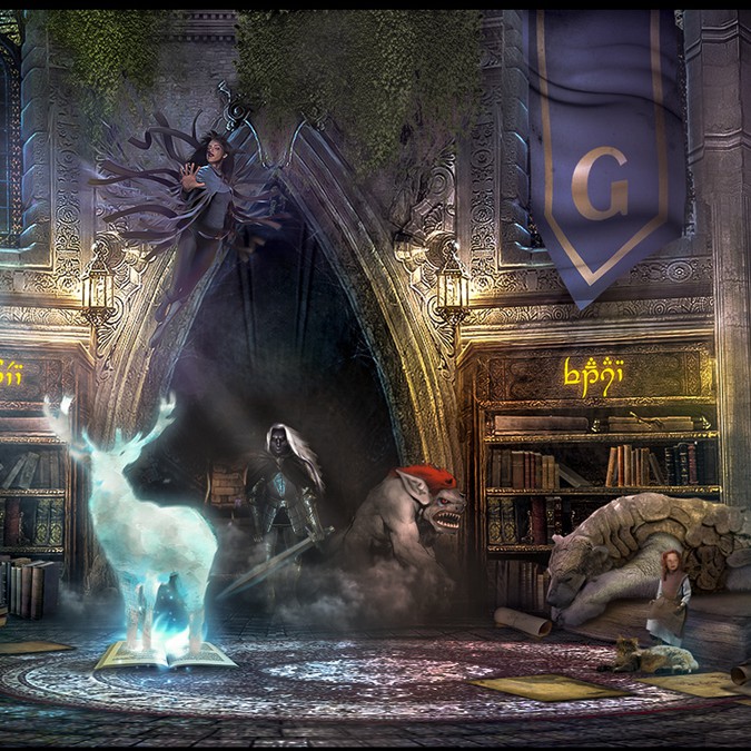 Illustrate a living library of fantasy | Illustration or graphics contest