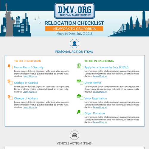Creating a Relocation Checklist for DMV.org | Infographic contest