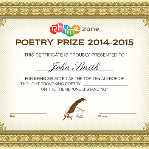 Create a beautiful award certificate for the RhymeZone Poetry Prize ...